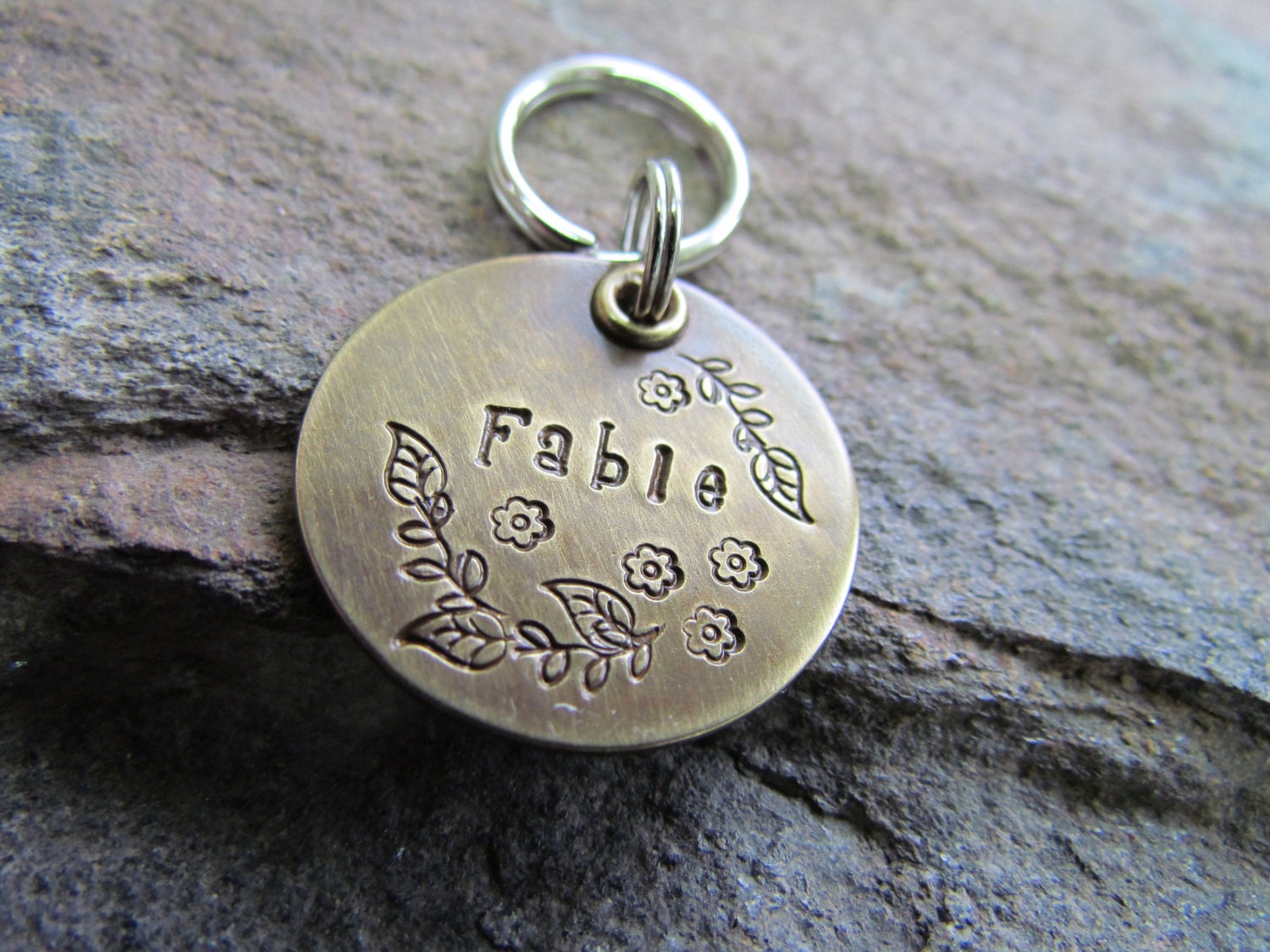 1 Solid Brass Pet Tag Dog Tag Handstamped Pet ID Tag - Etsy