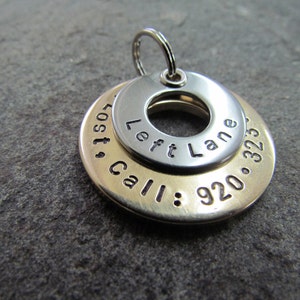 Moon Shadow Rugged Stainless Steel and Brass Dog Tag - Washer Pet ID ...