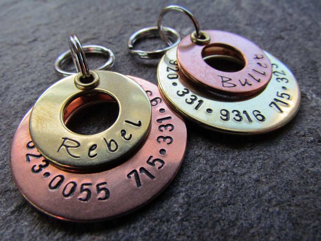 Copper and Brass Dog Tag - Dog Id Tag - Custom Pet ID Tag - Pet Tag ...