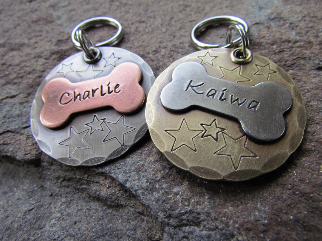 Large Dog Tag With Bone - Dog Collar Tag - Personalized Pet ID Tag ...