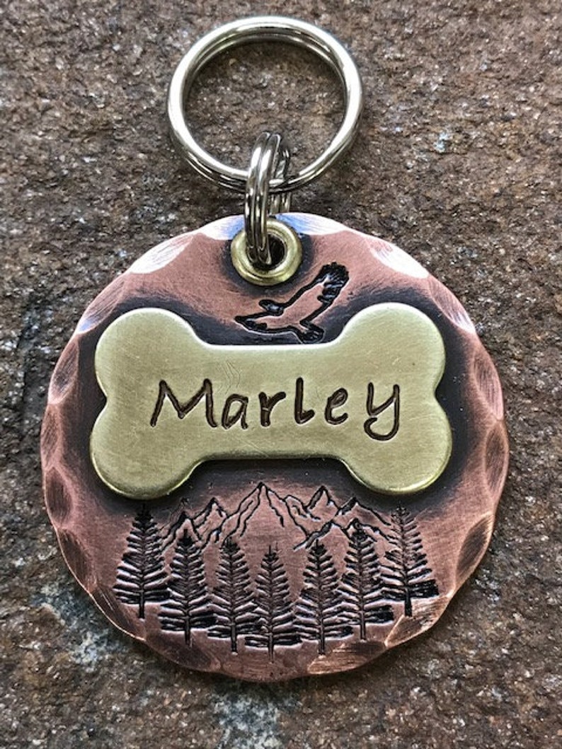 Hand Stamped Mountain Dog Tag – Personalized Pet ID, USA Made - Etsy
