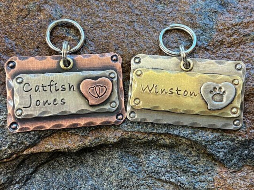 Hand-stamped Metal Dog Tag – Custom Pet ID, USA Made - Etsy