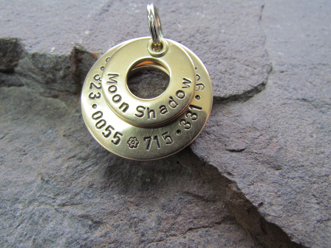 Moon Shadow Rugged Stainless Steel and Brass Dog Tag Washer | Etsy