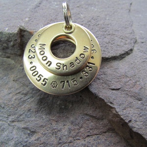 Moon Shadow Rugged Stainless Steel and Brass Dog Tag - Washer Pet ID ...