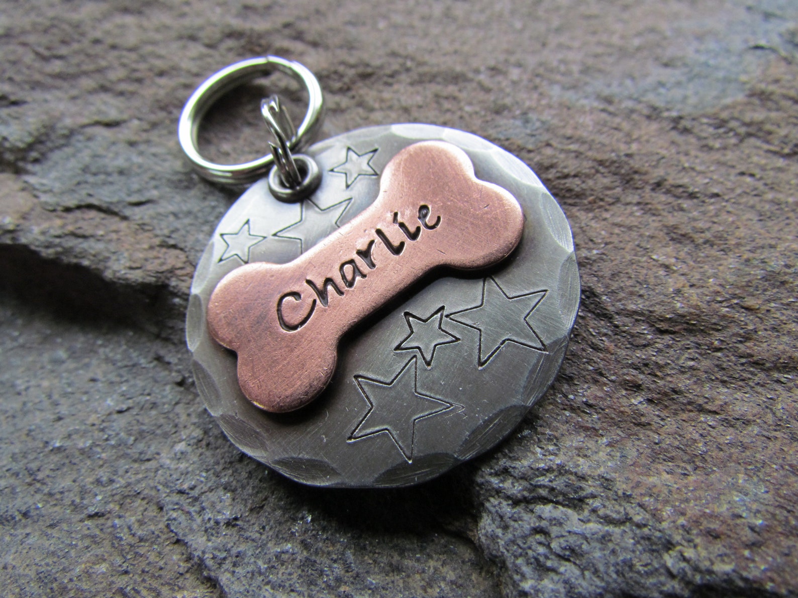 Large Dog Tag With Bone Dog Collar Tag Personalized Pet ID - Etsy