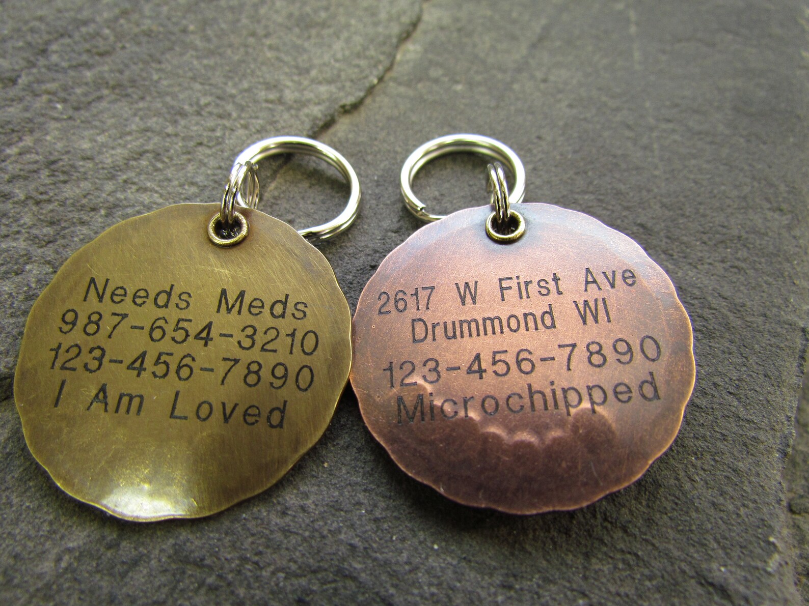 1-1/4 Round Dog Tag With Charm Pendant Hand Stamped - Etsy