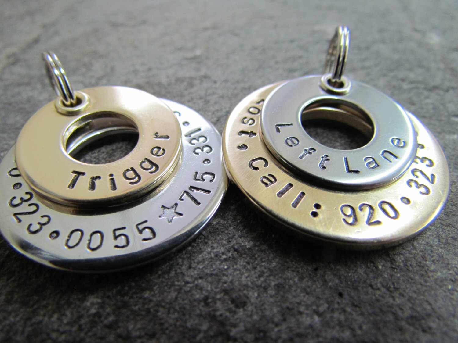 Moon Shadow Rugged Stainless Steel and Brass Dog Tag Washer | Etsy