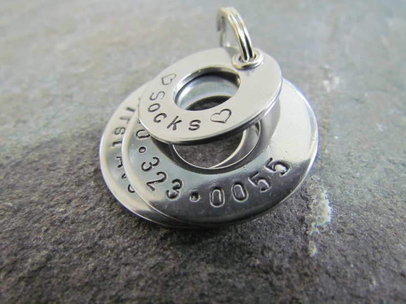 Pet ID Tag - Stainless Steel Washer - Durable Metal Pet ID Tag - Hand ...