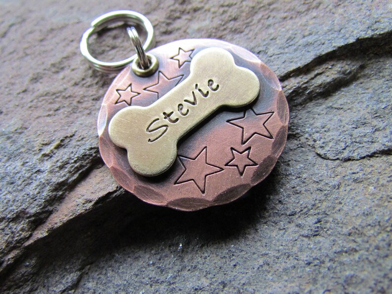 Large Dog Tag with Bone Dog Collar Tag Personalized Pet ID | Etsy