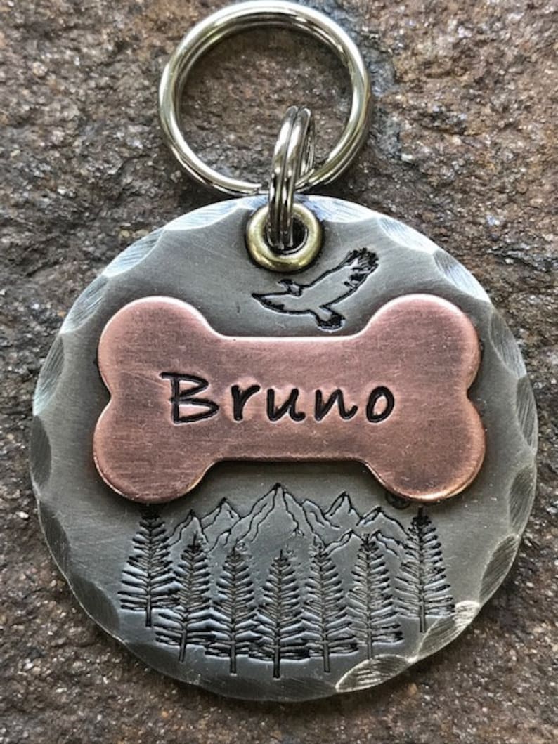 Hand Stamped Mountain Dog Tag – Personalized Pet ID, USA Made - Etsy