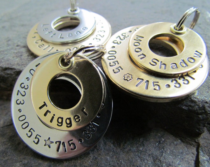 Handmade / Hand Stamped Pet Tags / Personalized by themadstampers