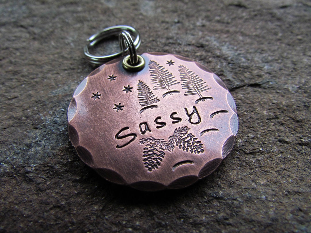 SNOW on the PINES Handmade Dog Tag - Personalized Winter Scene Pet ID ...