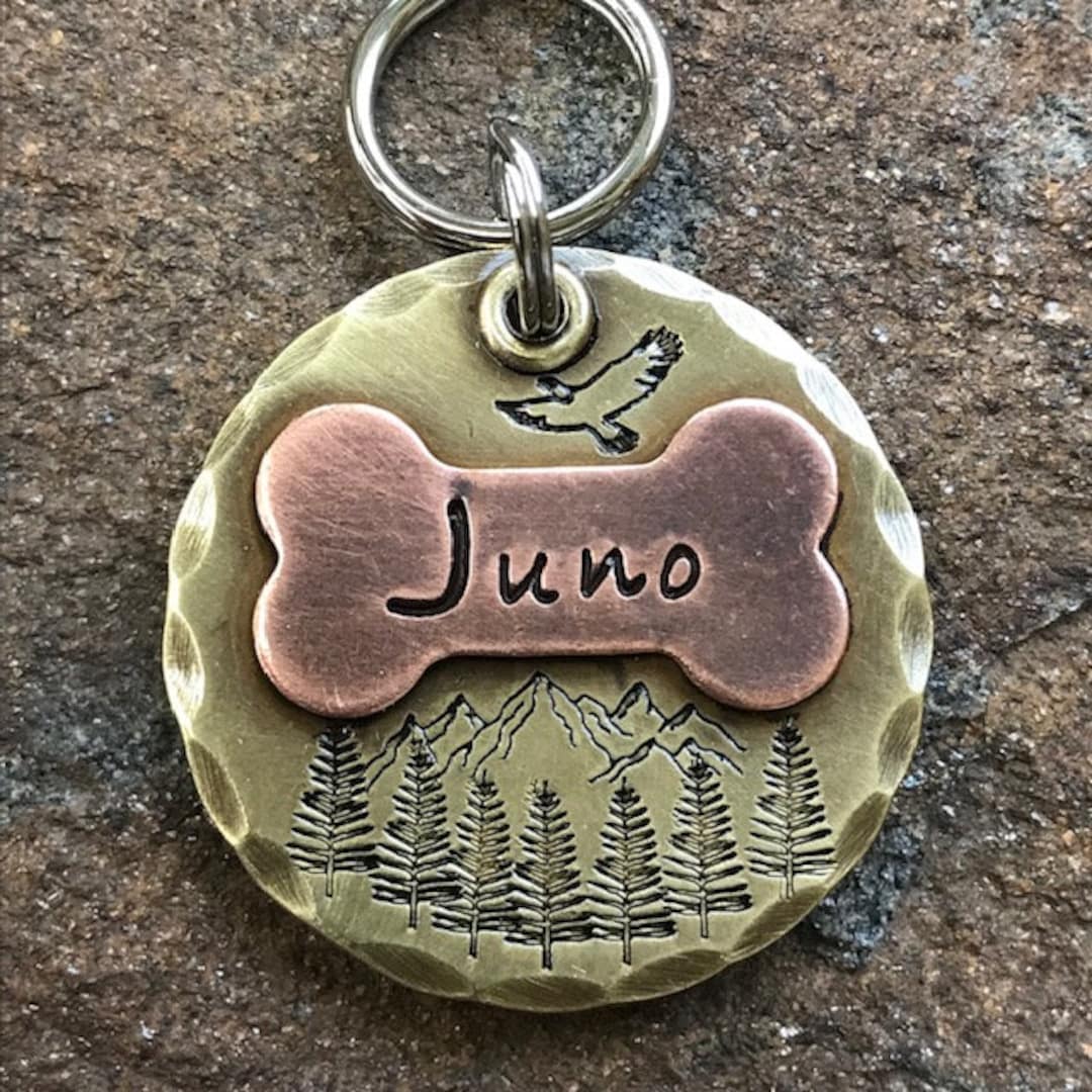 Hand Stamped Mountain Dog Tag – Personalized Pet ID, USA Made - Etsy