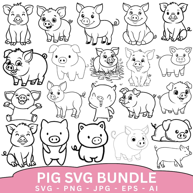 Farm Animal Pig SVG Bundle, Clipart Cut Files (digital Download) - Etsy