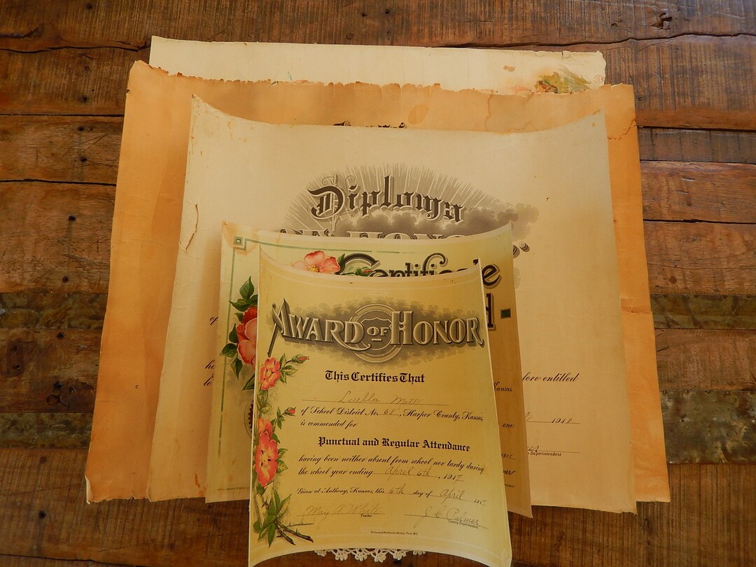 Early 1900s Paper Ephemera - School Awards 1917-1923 - Lot of Paper ...