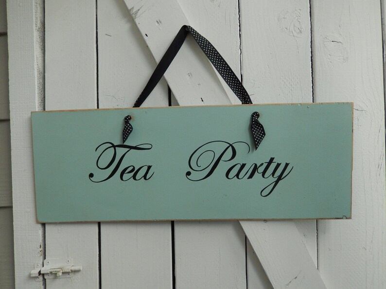 Tea Party Sign - Hand Painted Sign - Wood Sign - Edwardian Script ...