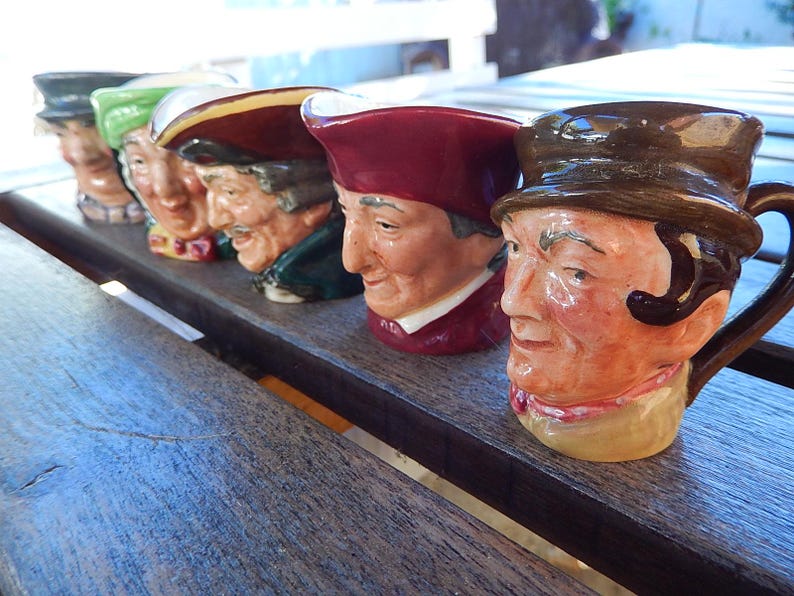 Royal Doulton Lot of 5 Toby Cups - Vintage English Toby Jugs ...