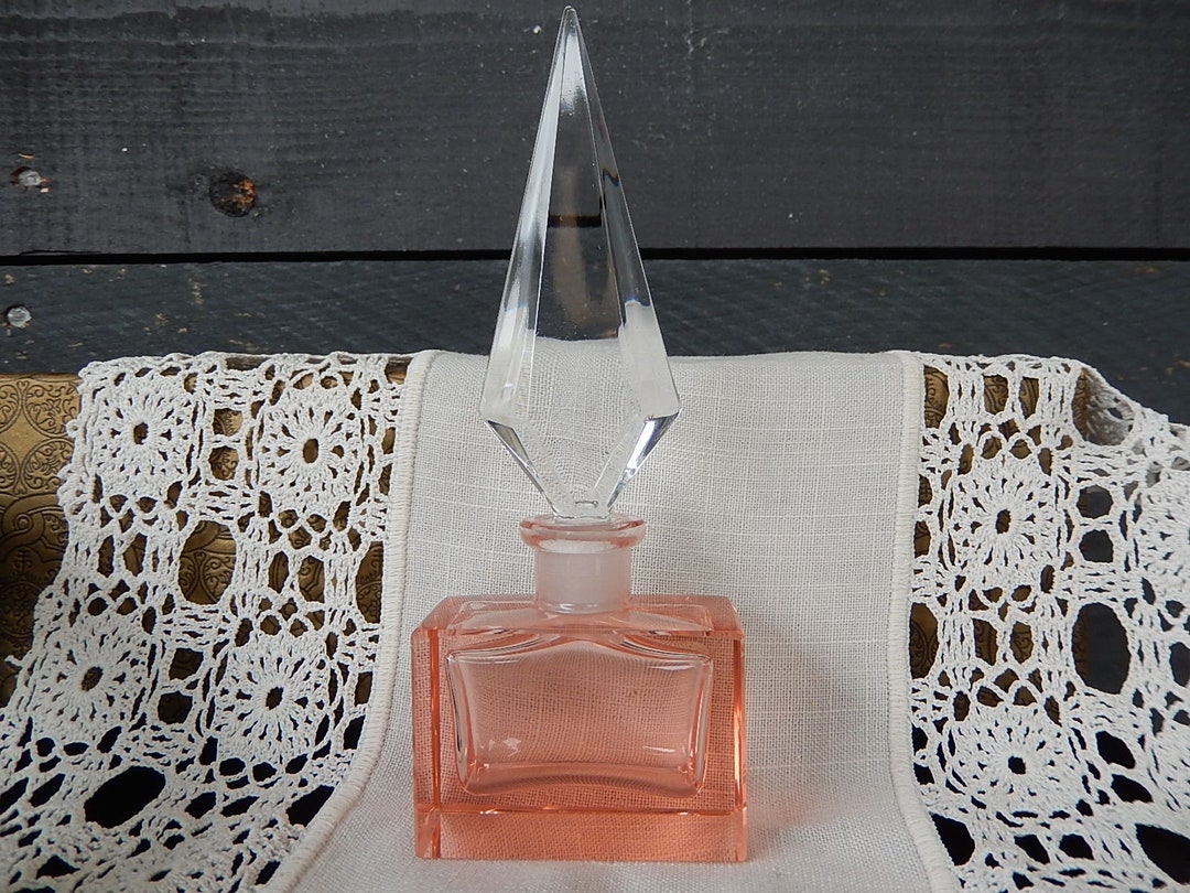Crystal Perfume Bottle - Vintage Pink Perfume Bottle With Prism Dabber ...