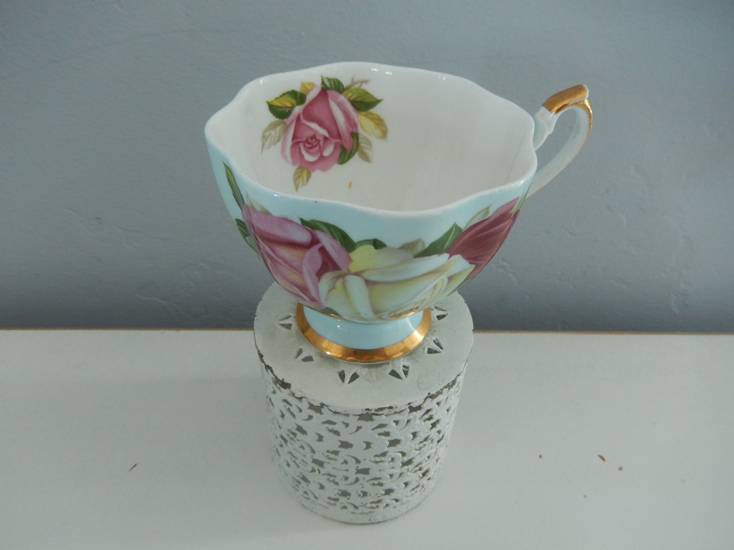 Pedestal China Cup - Shabby China Cup - Teacup Holder - Ring Holder ...
