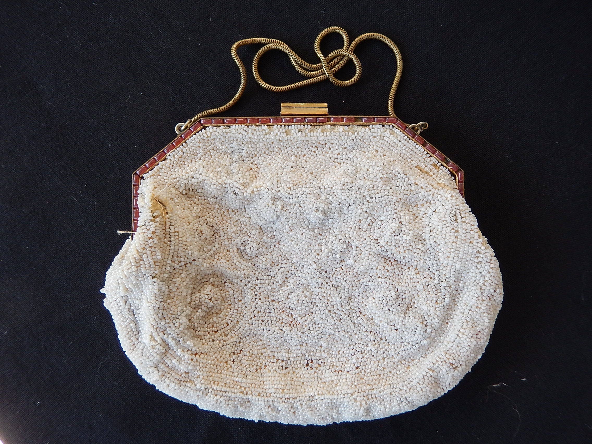 Monedero micro con cuentas antiguos monedero blanco micro | Etsy