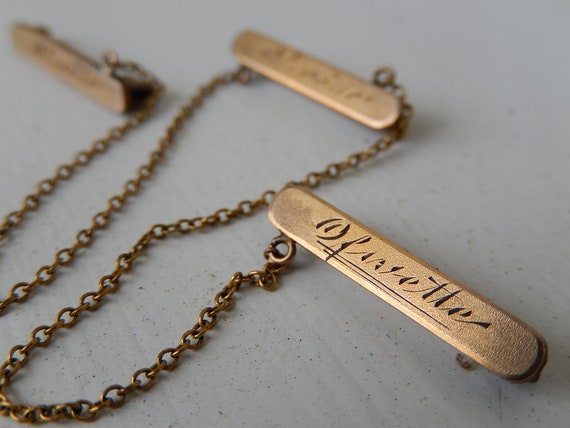 Antique Brooch Safety Chain - Hayward Jewelry - Gold… - Gem