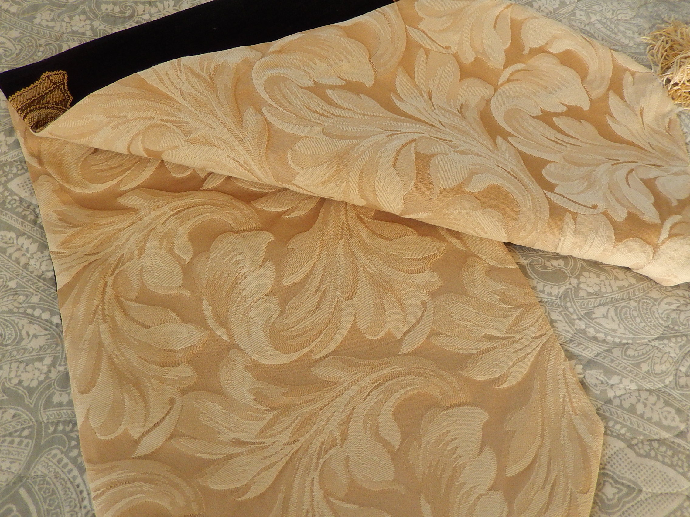 Formal Table Runner - Black & Gold Table Runner - Tasseled Table Runner ...