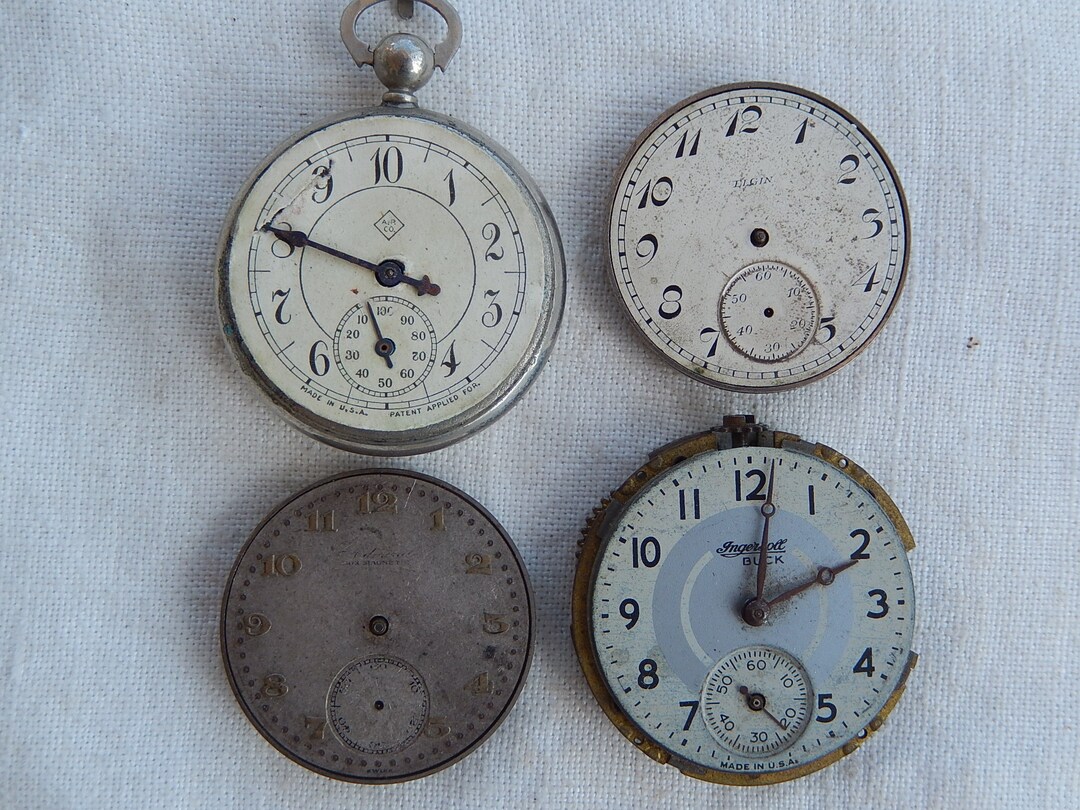 Vintage Pocket Watch Parts - Lot of 4 Steampunk Supplies - Faces ...