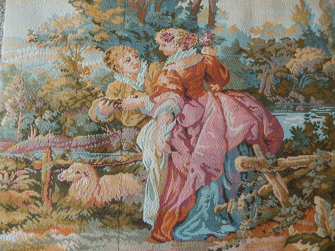 Italian Woven Tapestry - New Vintage Italian Tapestry - Pastoral Scene ...