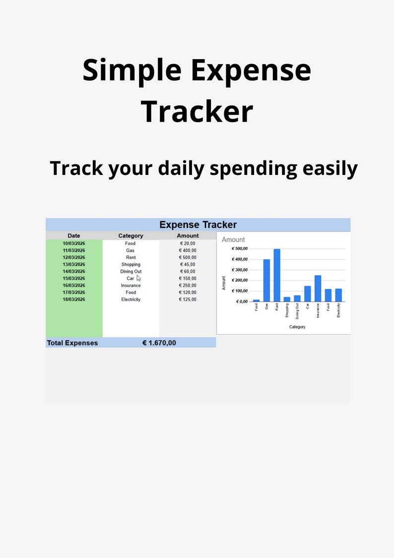 Simple Expense Tracker Google Sheets | Daily Spending Tracker ...