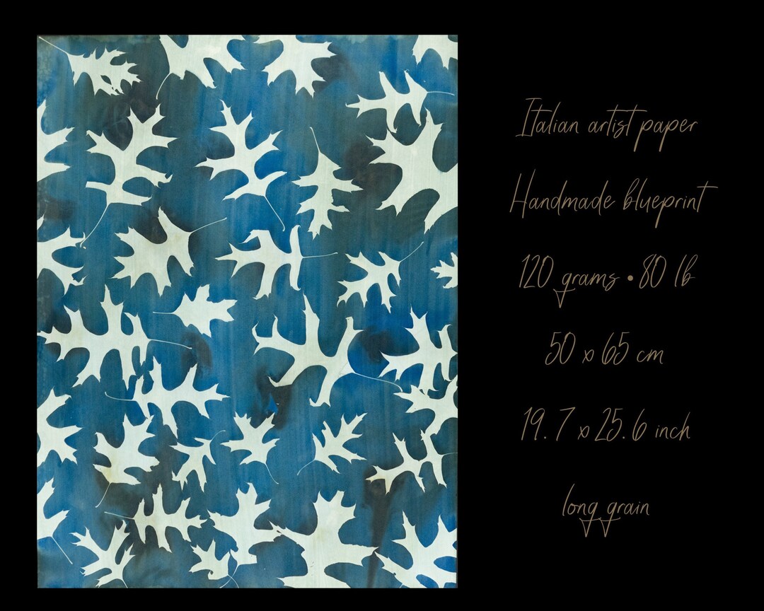 Handmade Blueprint Oak Leaf Endpapers Cyanotype Paper for - Etsy