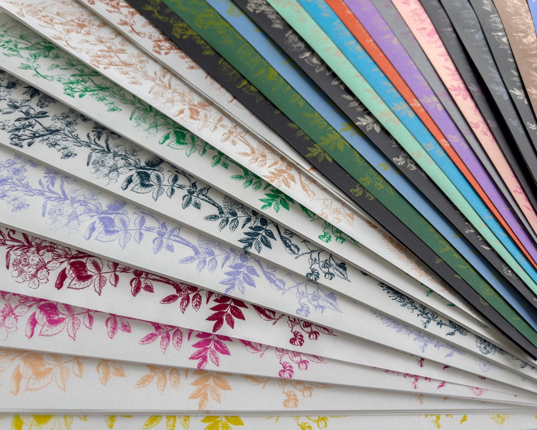 Silkscreen Print Floral Scrapbook Paper, Endpaper for Bookbinders - Etsy