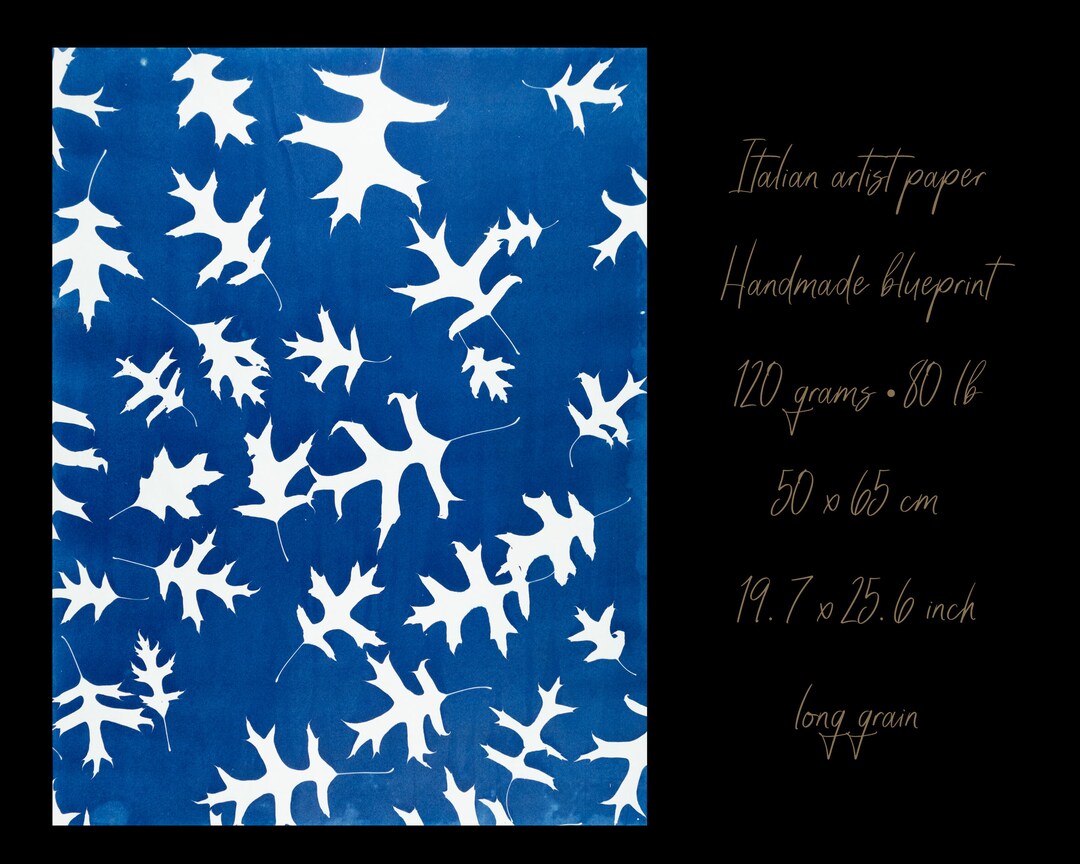 Handmade Blueprint Oak Leaf Endpapers • Cyanotype Paper for Bookbinding ...