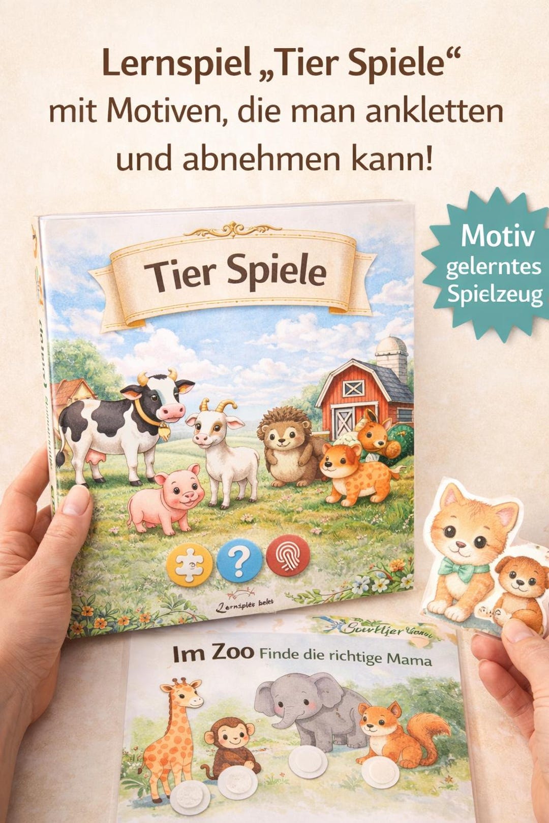 Montessori Animals Book | Velcro Game | Animal Learning Game | Fine ...