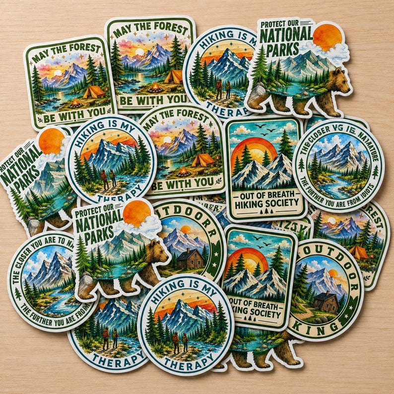 National Park Sticker Bundle, Outdoor Adventure Vinyl Decals, Gift for ...