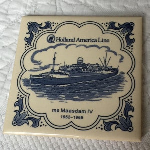 Vintage Tile Coaster Holland America Line Ms Maasdam or Maasdam IV and ...