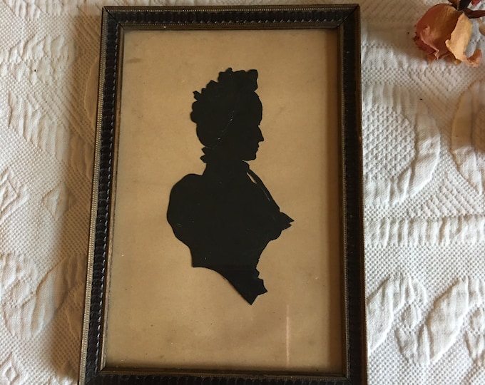 Antique Silhouette of Victorian Lady With High Collar and Hat ...