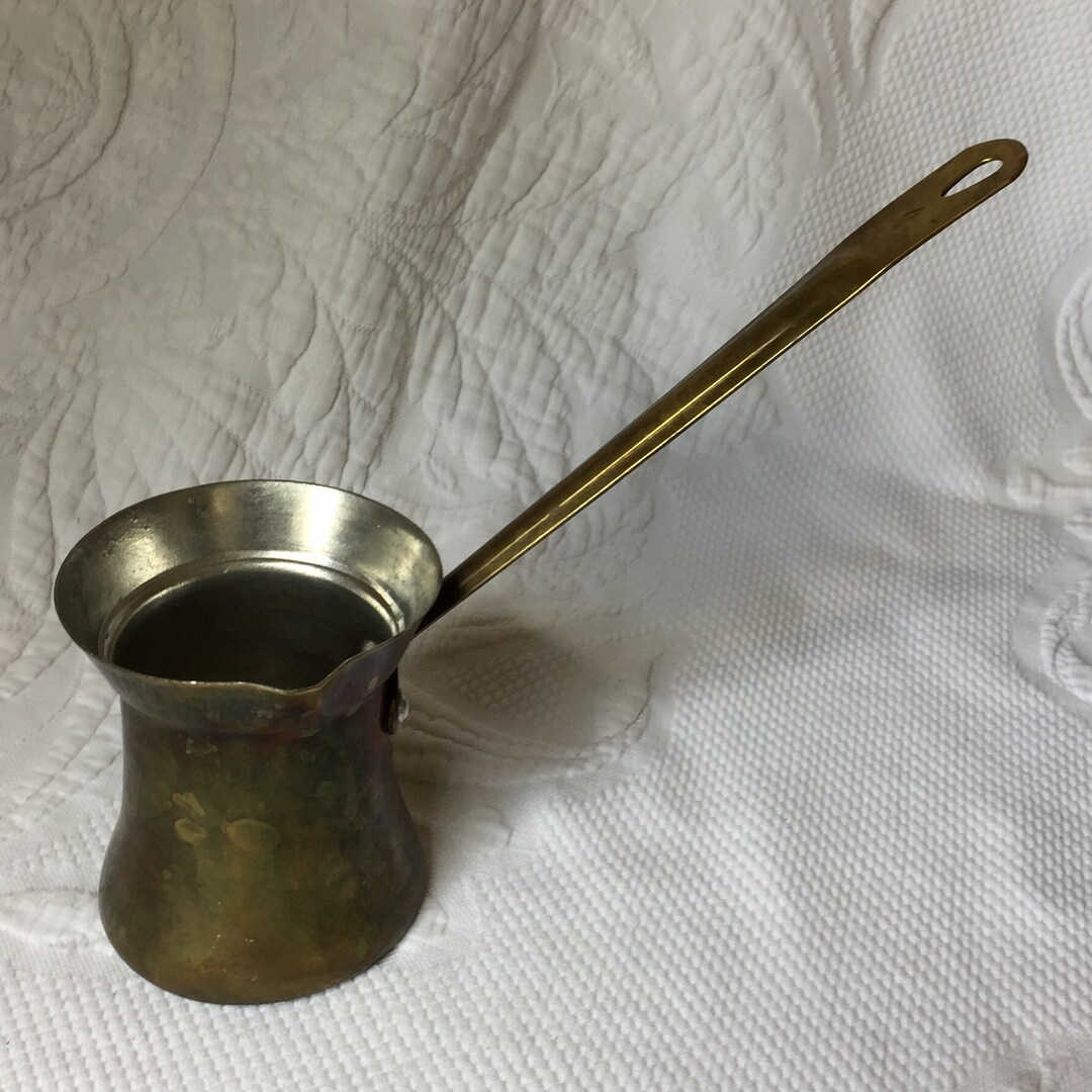 Vintage Large Syrup Pourer Server. Brass and Aluminum Long Handled Pot ...
