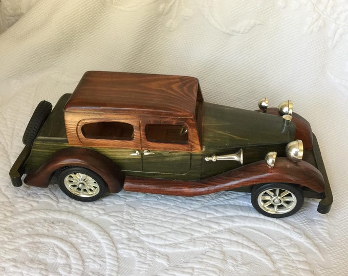 Vintage Wooden Automobile With Metal Look Plastic Accessories and ...