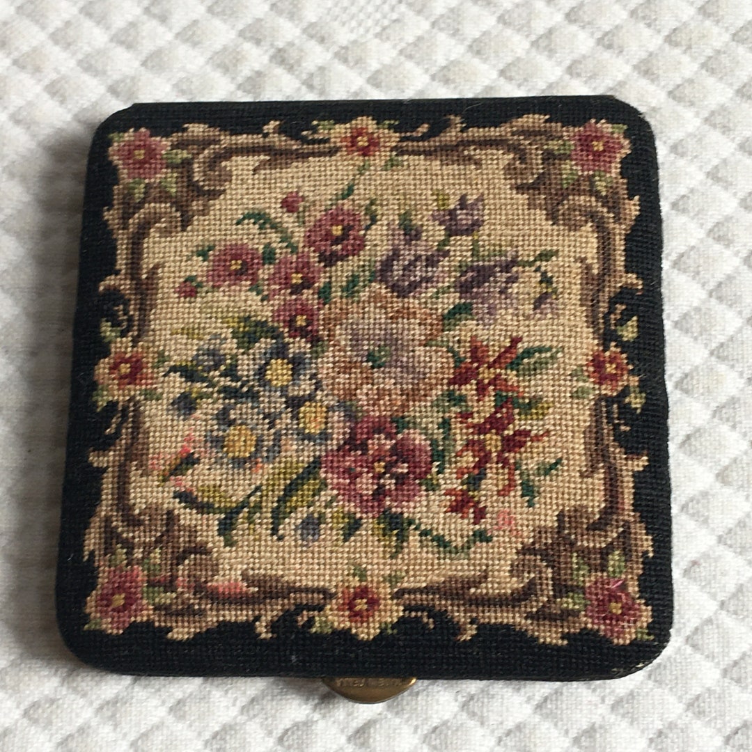 Vintage Petit Point Compact With Brass Frame. Made in Vienna. Beautiful ...