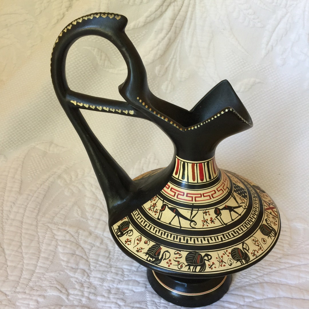 Vintage Clay Jar Greek Handmade Antique Replica of Museum Pitcher ...