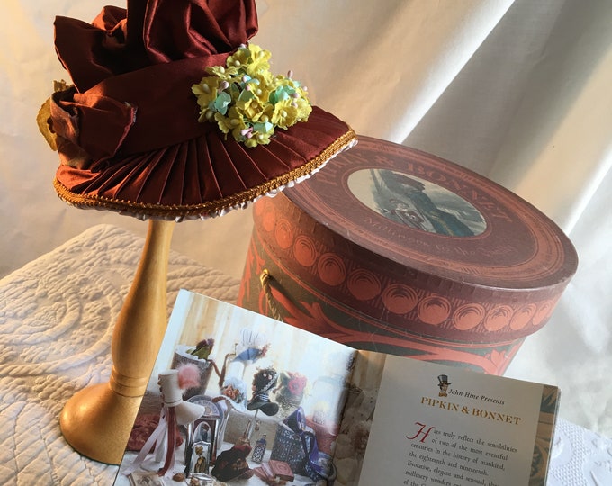 Vintage Pipkin Bonnet, Hat Stand and Hat Box. Display Detailed Hat ...