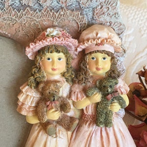 Vintage Girly Frame. Composite Frame With Molded Lace and Two Little ...