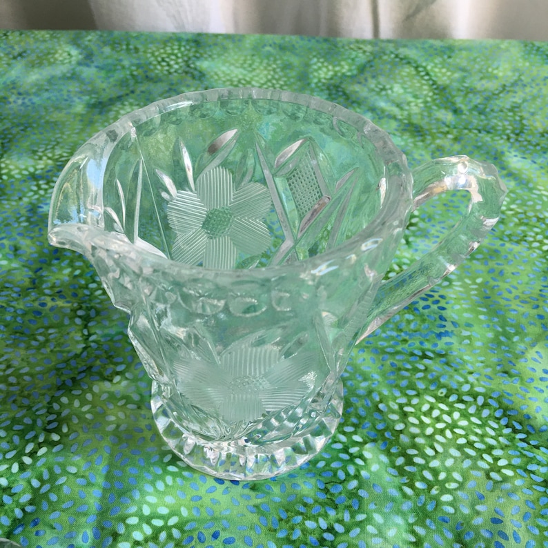 Vintage Cut Glass Crystal Cream Pitcher and Sugar Bowl With Tall ...