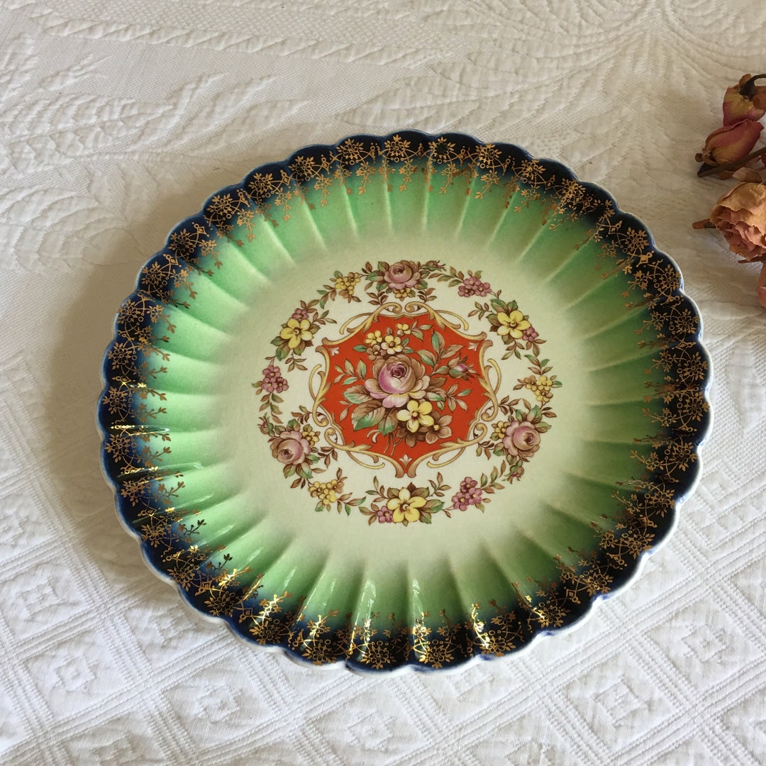 Vintage Leigh Ware Plate by Leigh Potters. 22K Gold Edge Flowers ...