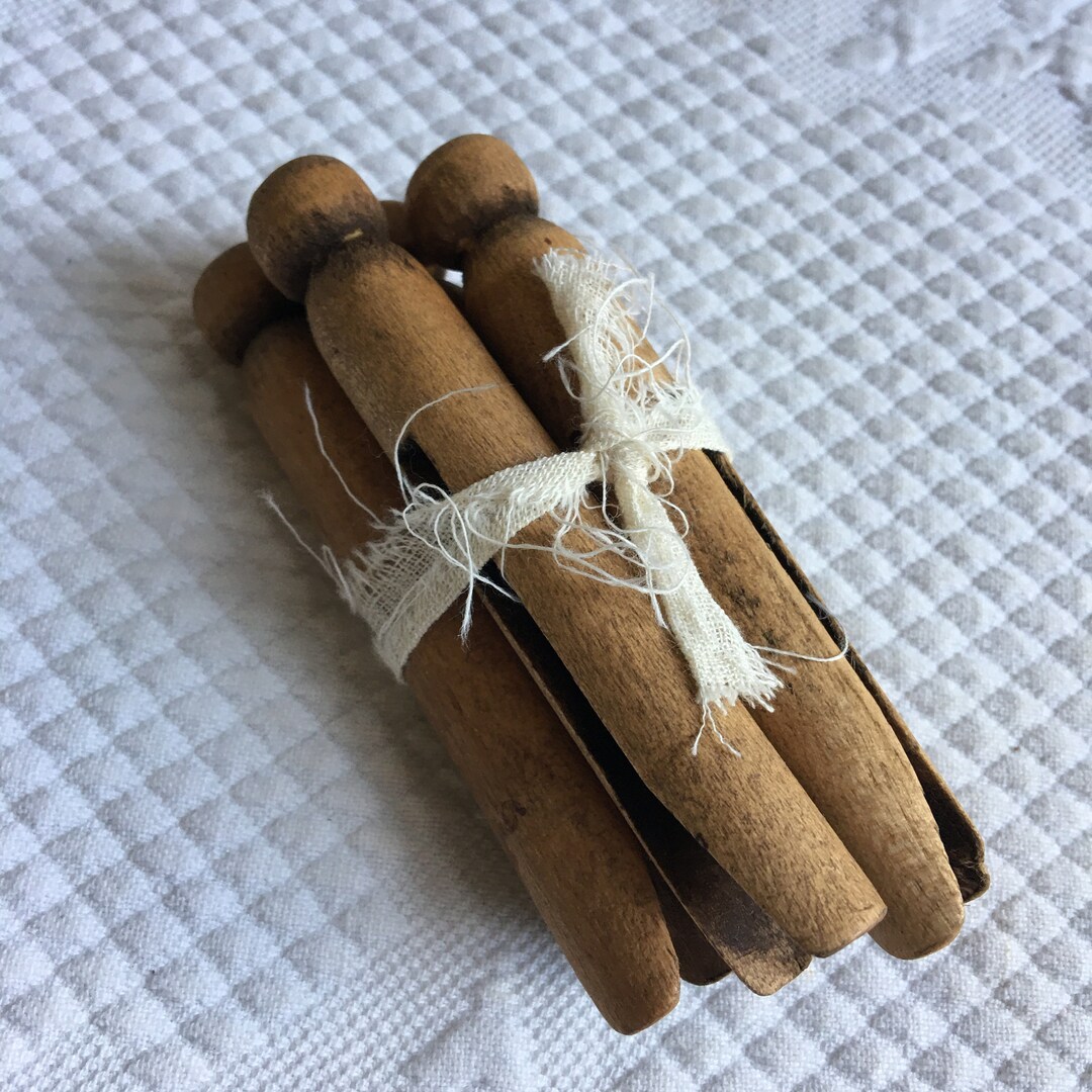 Antique Wooden Clothes Pins. Clothespins in the Primitive Handmade ...
