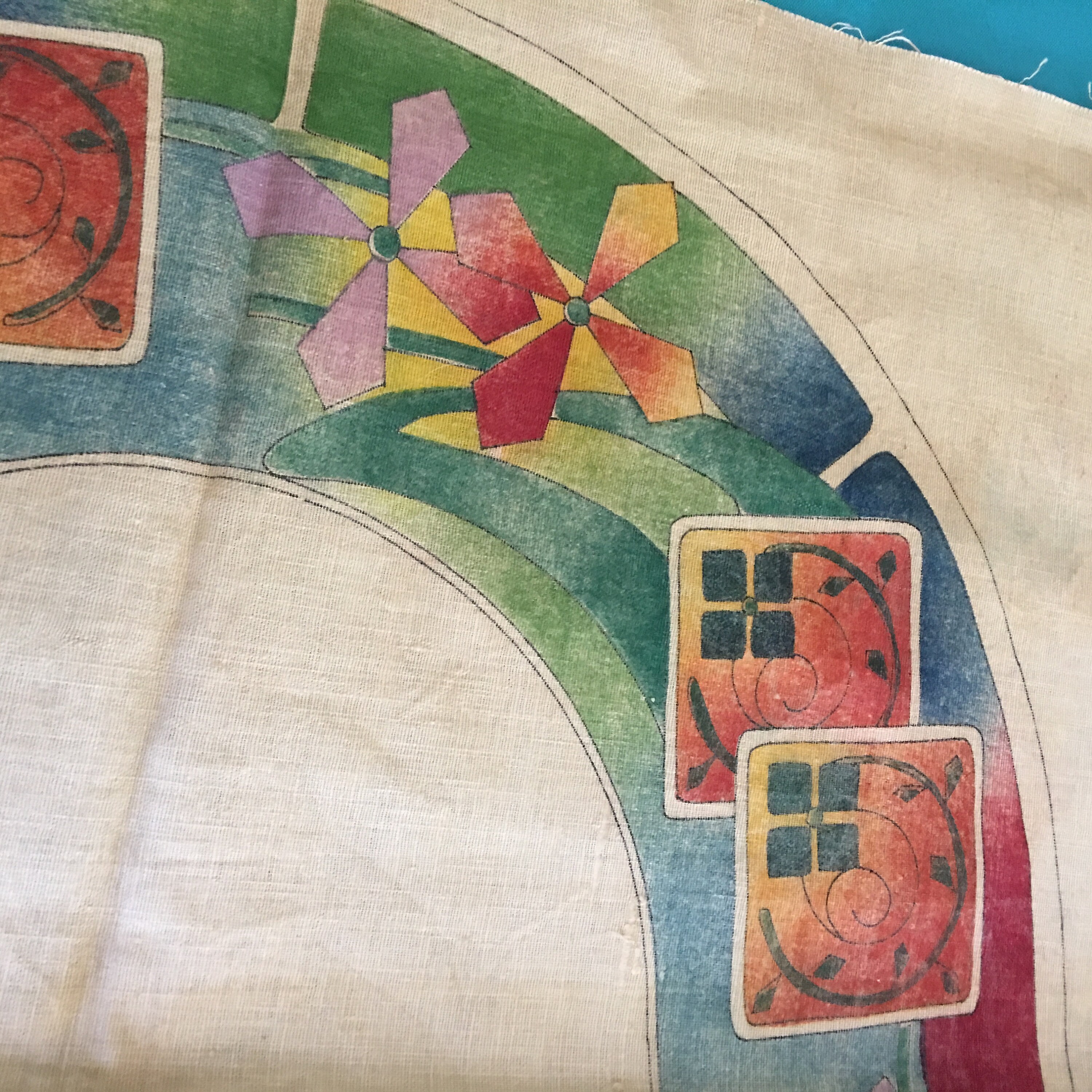 Vintage Hand Painted Artsy Circle Design on Heavy Cotton. Very Striking ...