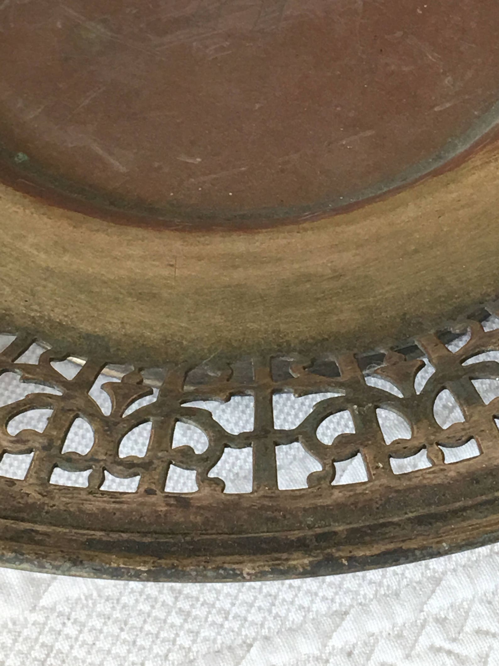 Victorian Calling Card Tray. Open Work Metal Shallow Pedestal Handled ...