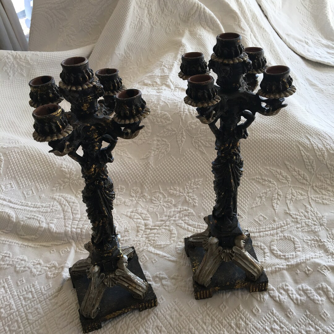 Vintage Lady 5 Candle Candlestick With Fancy Shell Pedestal Base ...