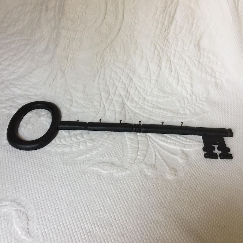 Vintage Large Key Wall Hooks. Cast Iron Key With Six Nails to Hang Keys ...