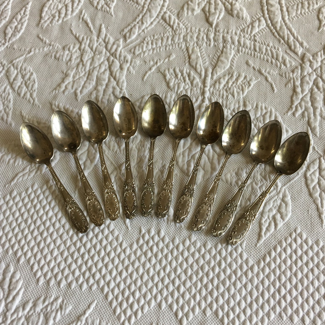 Vintage 10 Crown Silver Plate Co. Demitasse Spoons With Leafy, Swirling ...